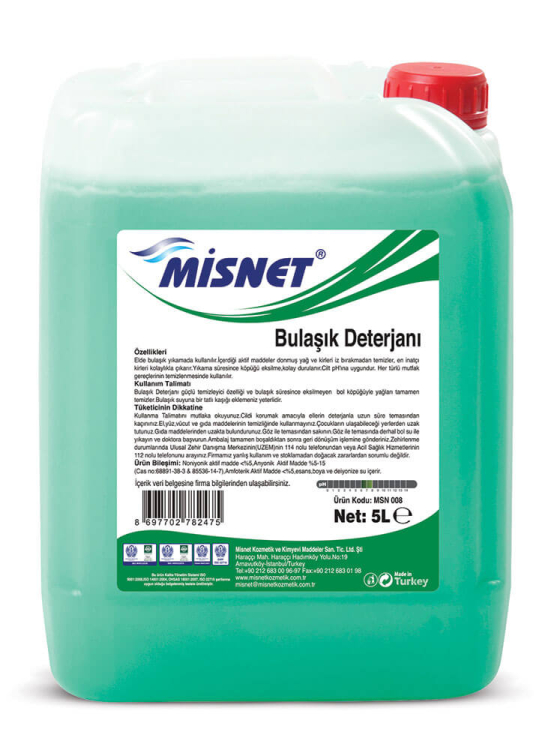 Misnet Sıvı Elde Bulaşık Deterjanı Yeşil 5 Kg | Misnet